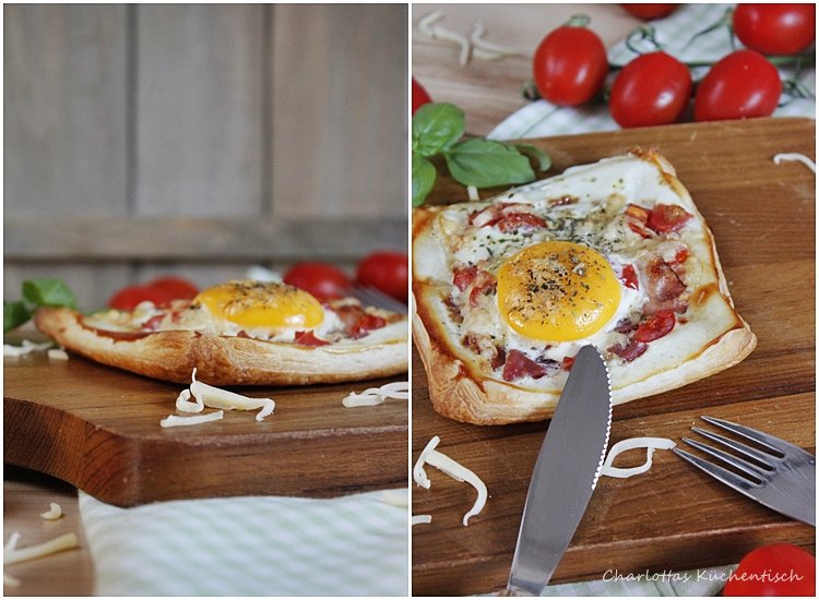 Spiegelei-Blätterteig-Pizza - Charlottas Küchentisch